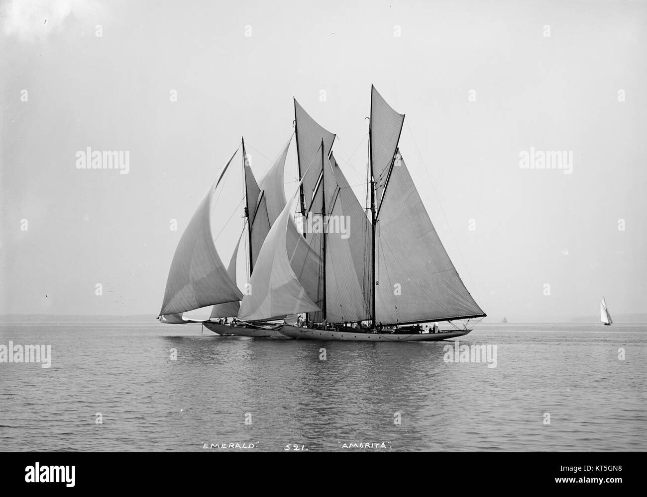 A view of the schooners Emerald and Amorita, two historic sailing ...