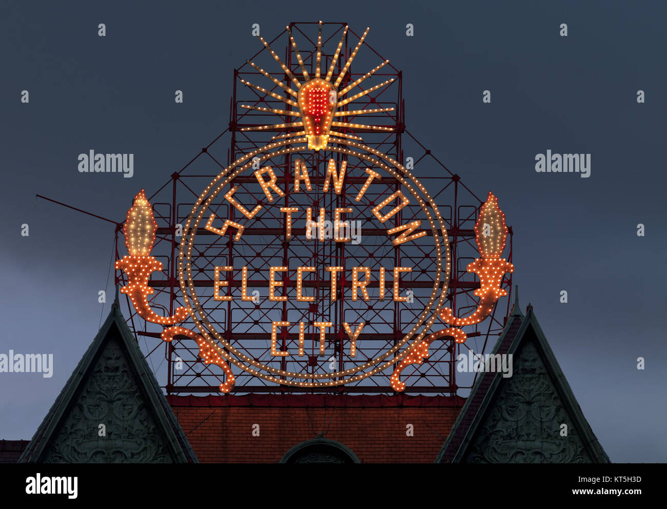 This photograph captures the restored Electric City sign in Scranton ...