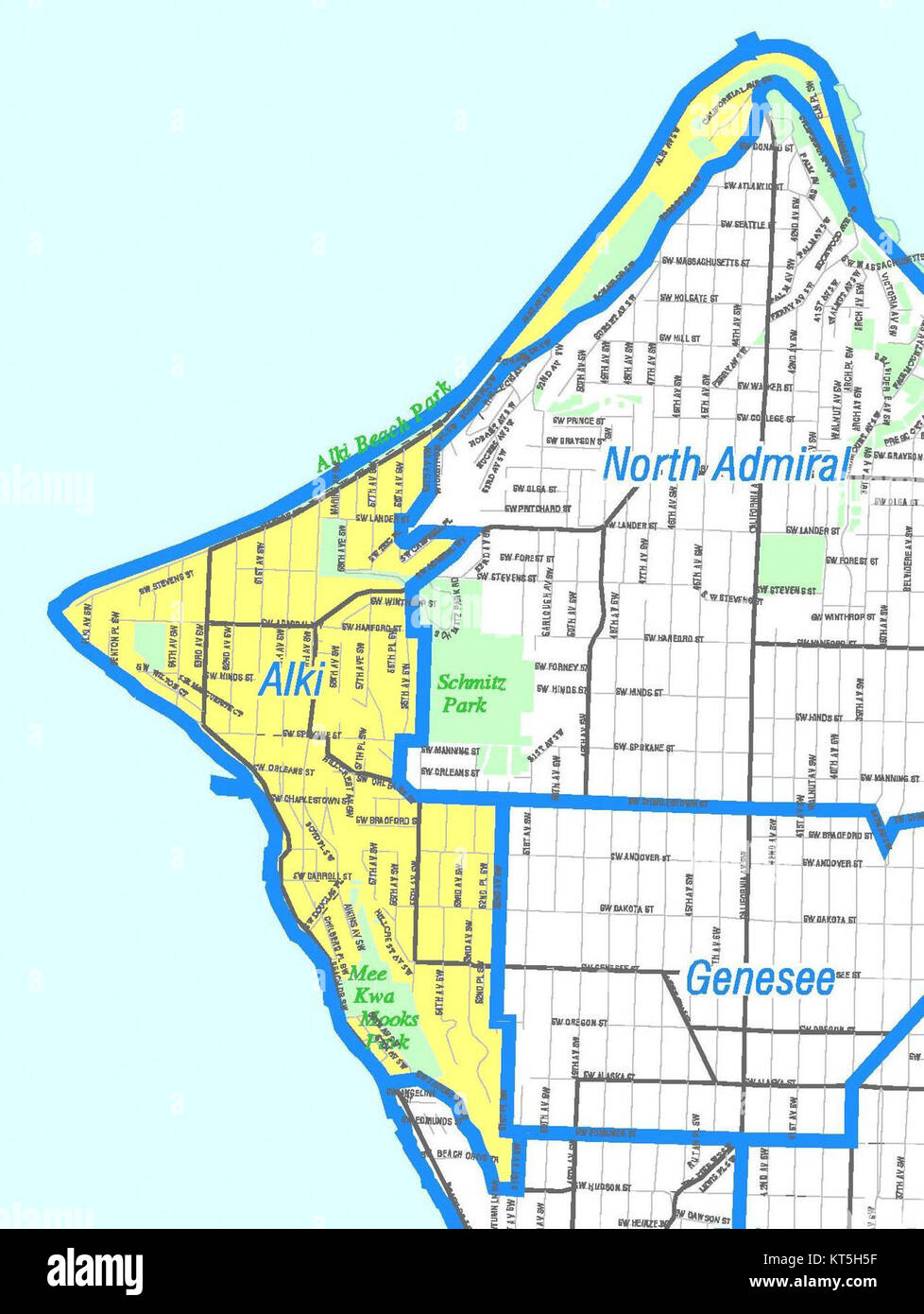 Seattle - Alki map Stock Photo - Alamy