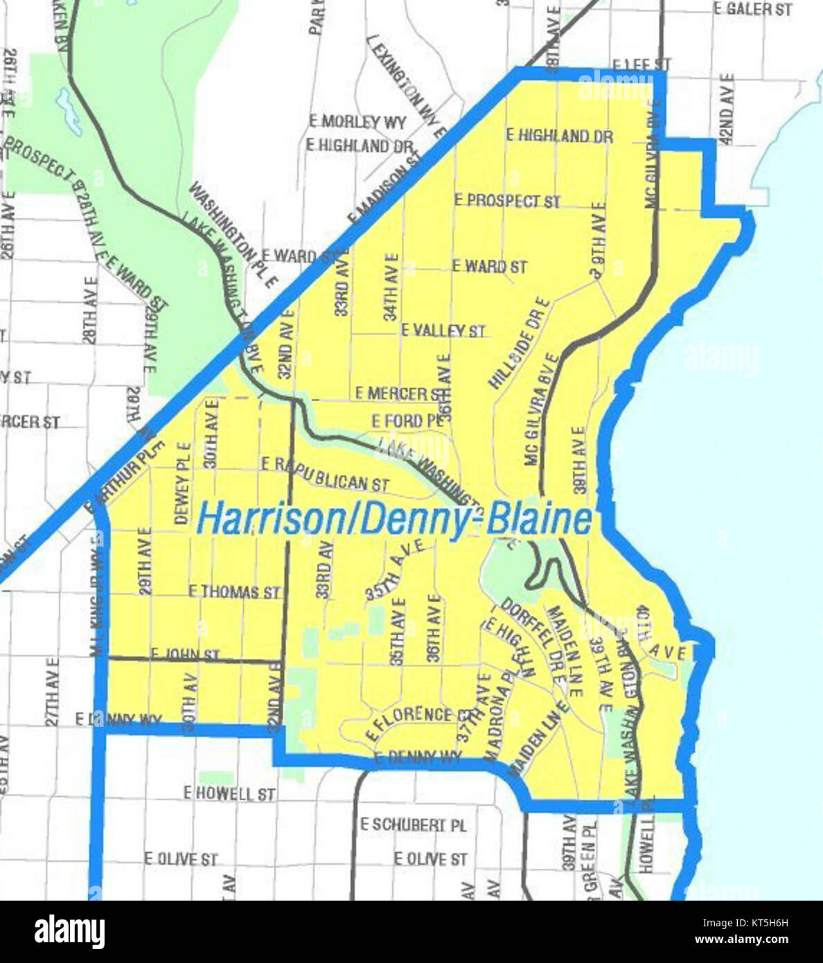This map shows the Denny-Blaine neighborhood in Seattle, Washington ...