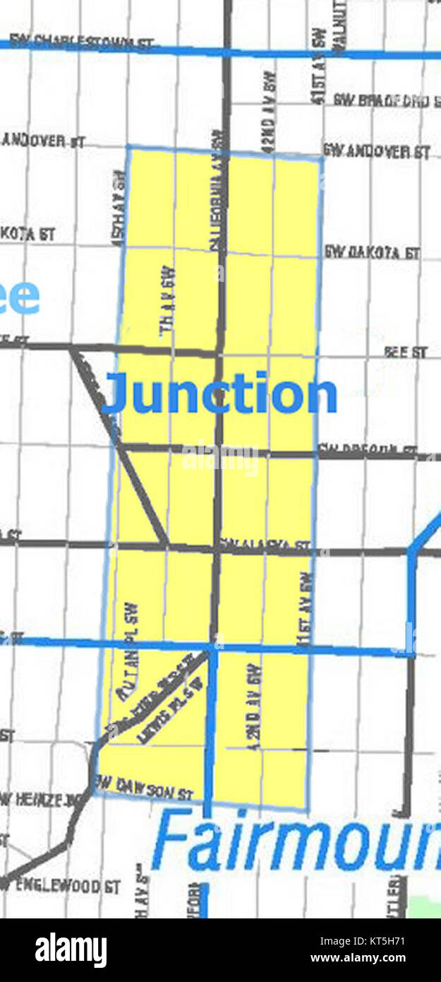 This map of Seattle's Junction area illustrates the city's urban layout ...