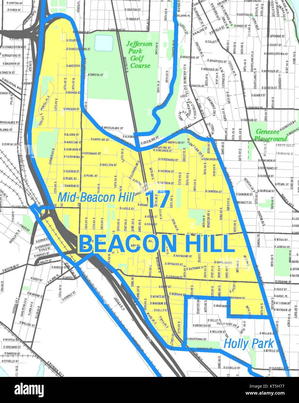 This map of Seattleâ€™s Mid Beacon Hill neighborhood highlights key ...