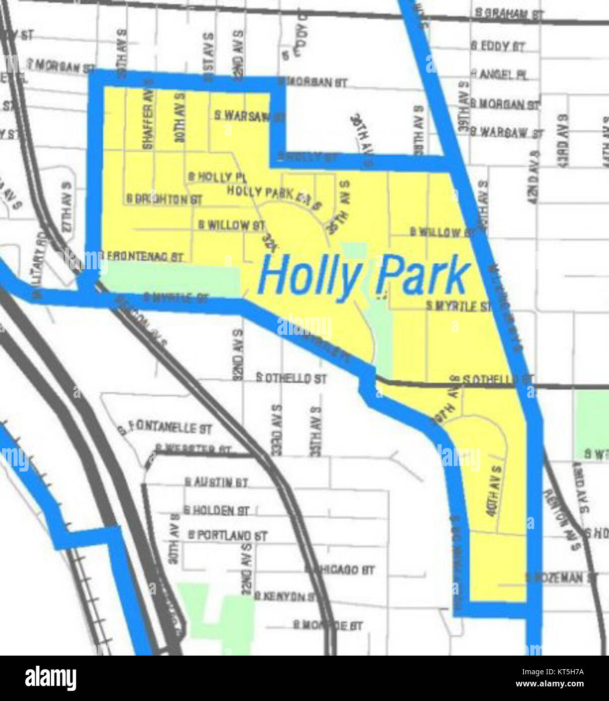 The map of Holly Park in Seattle provides a detailed representation of ...