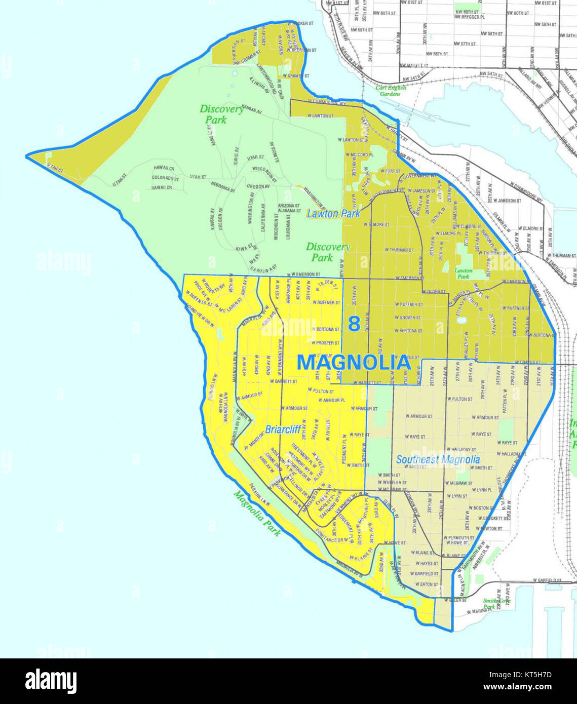 This map shows the Magnolia neighborhood in Seattle, Washington. Known ...