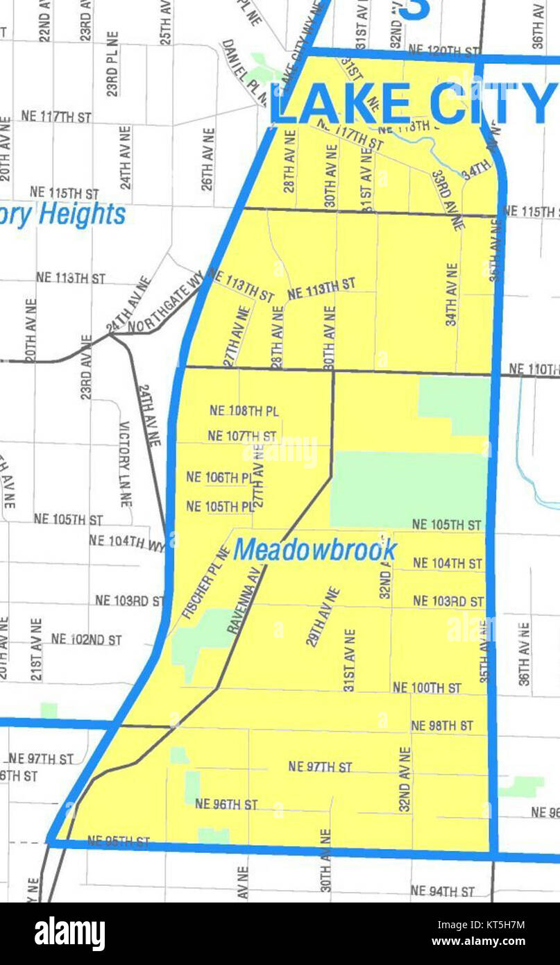 The Meadowbrook area in Seattle is shown on this map, highlighting the ...