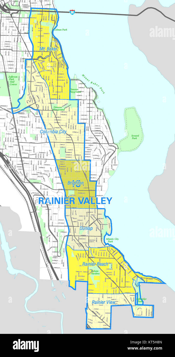 A map of Rainier Valley in Seattle, Washington, illustrating the ...