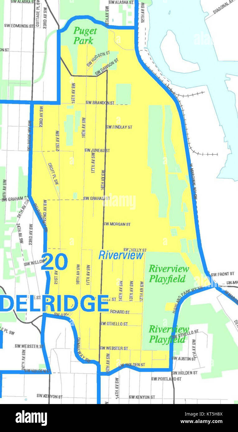 The Seattle Riverview map shows a detailed layout of the Seattle area ...