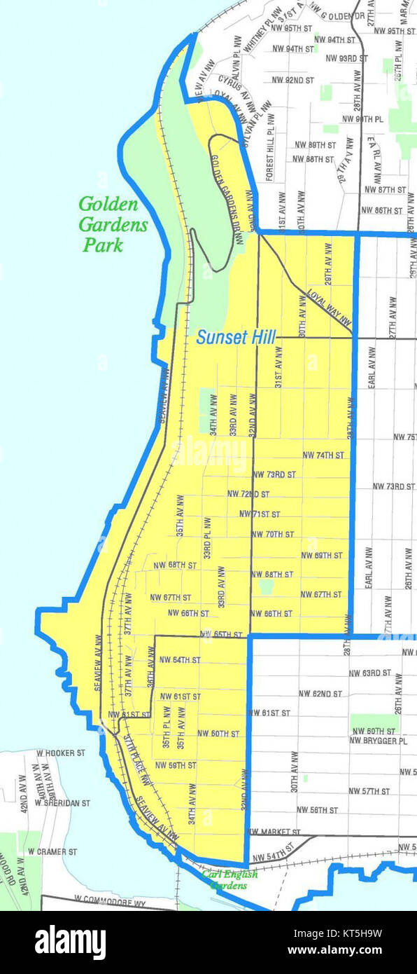 Seattle - Sunset Hill map Stock Photo - Alamy