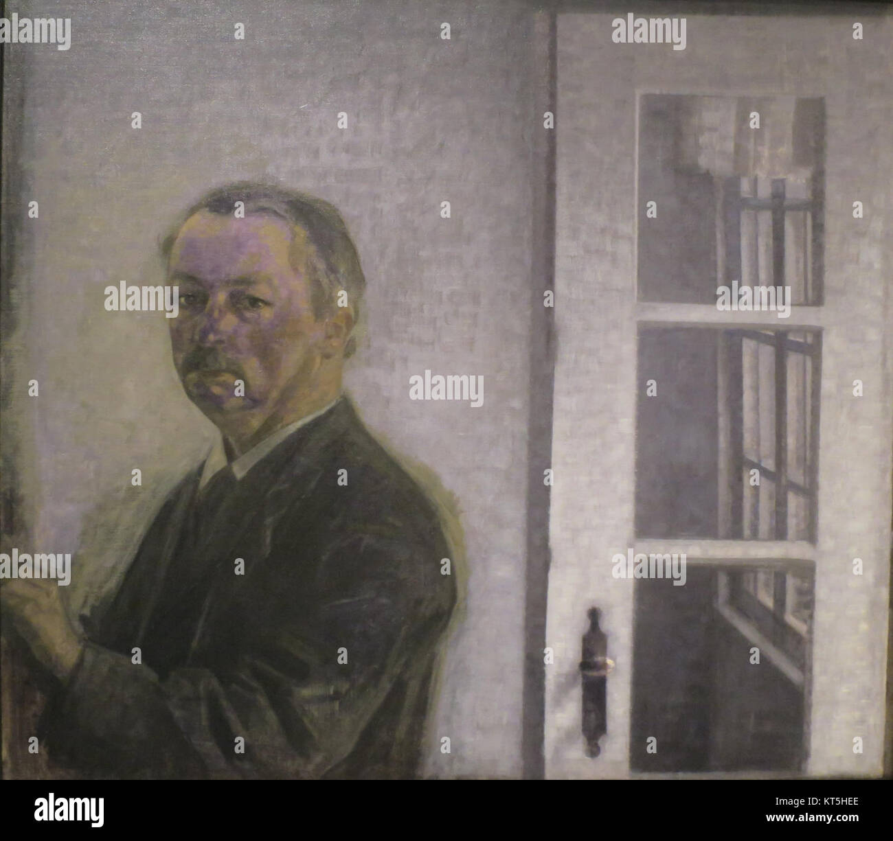 A self-portrait by Danish artist Vilhelm HammershÃ¸i, painted in 1911 ...