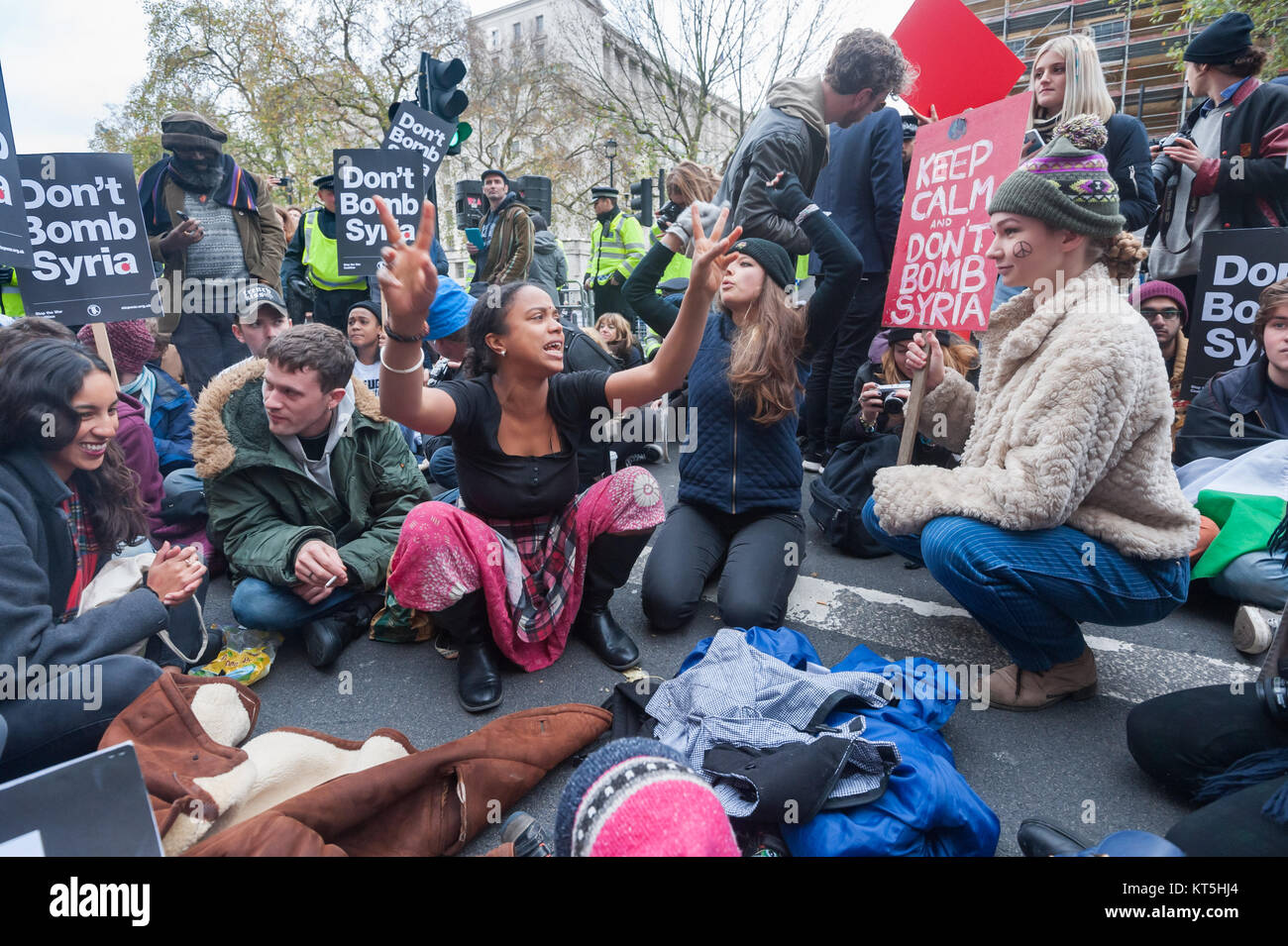 Don't Bomb Syria protesters block Whitehall ignoring police requests to ...