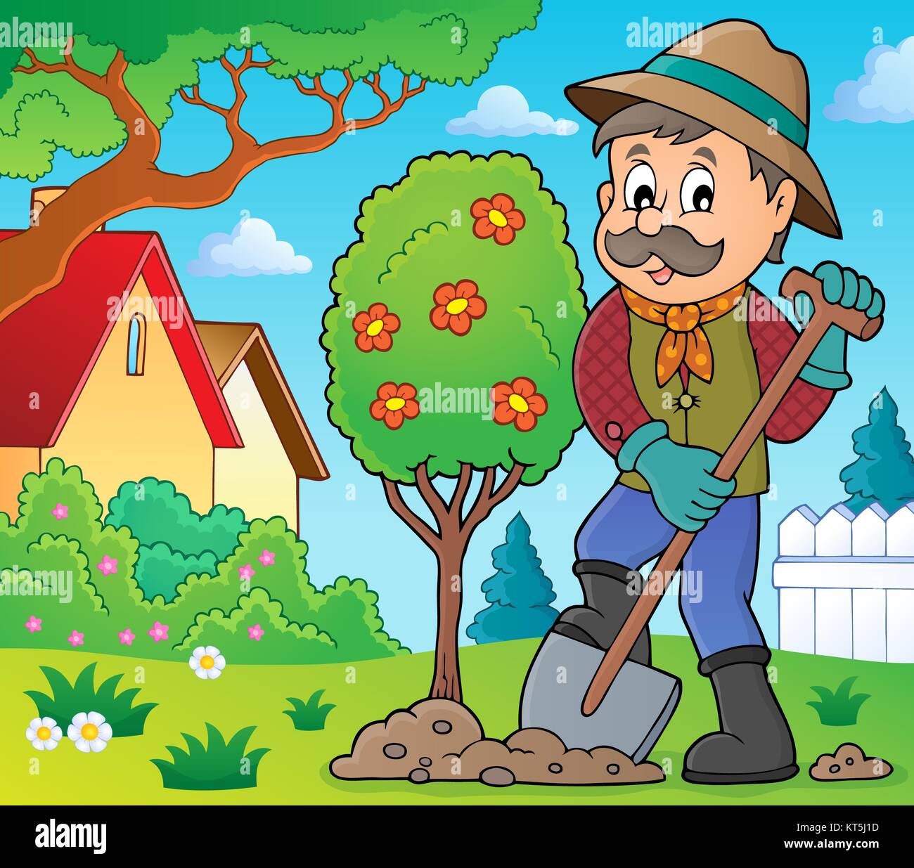 Planting gardener drawing hi-res stock photography and images - Alamy