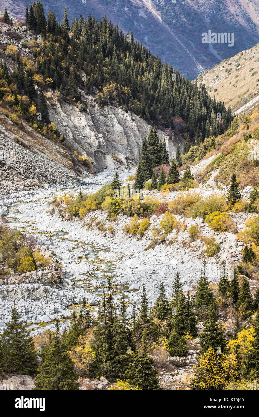 The panorama of mountain landscape of Ala-Archa gorge in the summer's ...