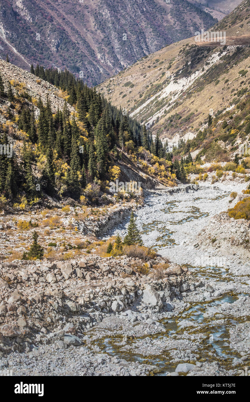 The panorama of mountain landscape of Ala-Archa gorge in the summer's ...