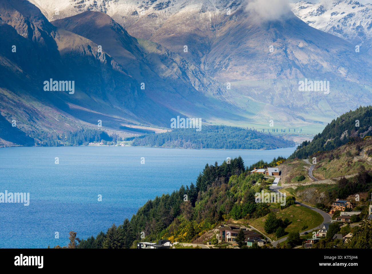 Landscape of lake in the south Island, Queenstown New Zealand Stock ...