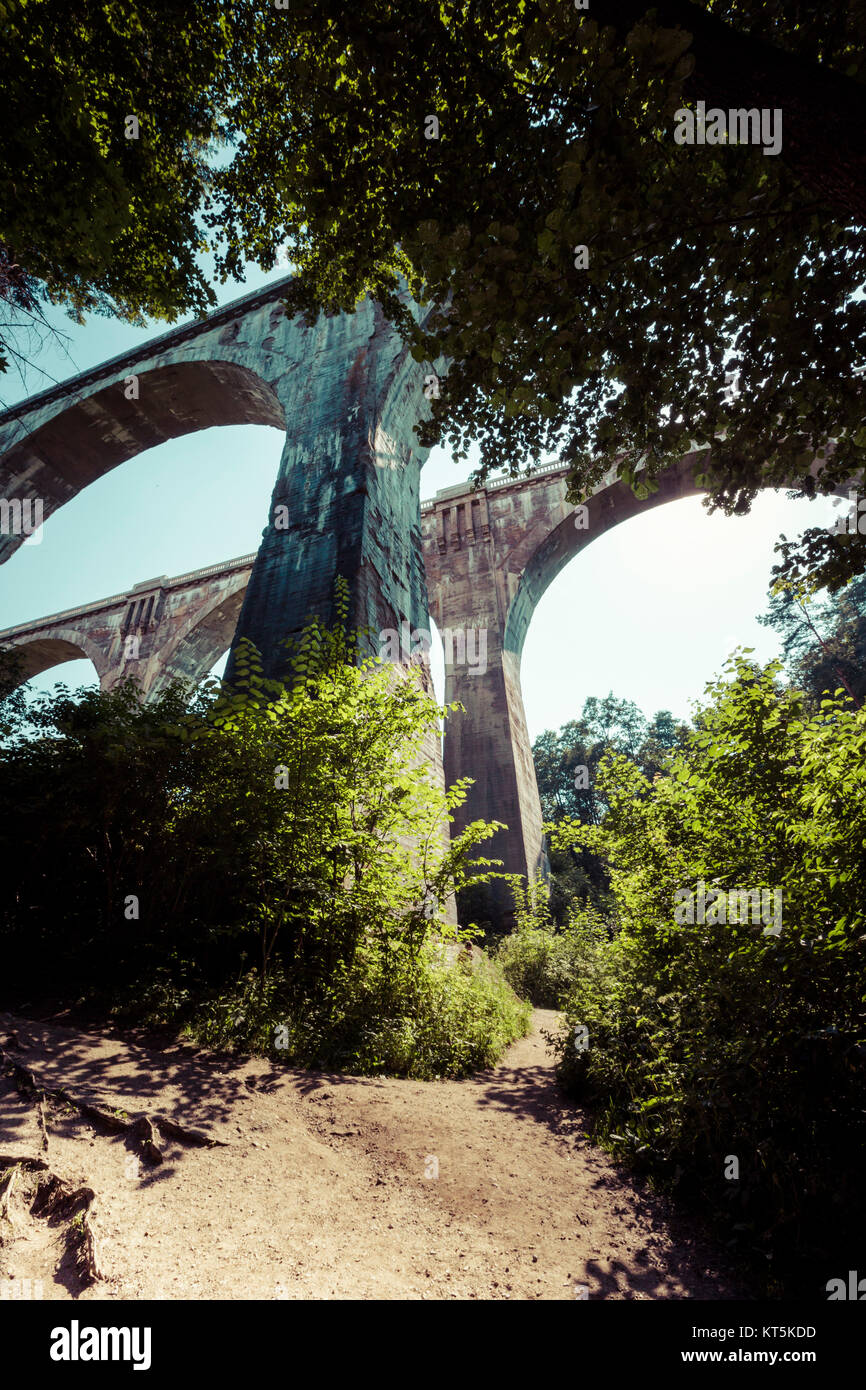 Old concrete railway bridge in Stanczyki, Mazury, Poland Stock Photo ...