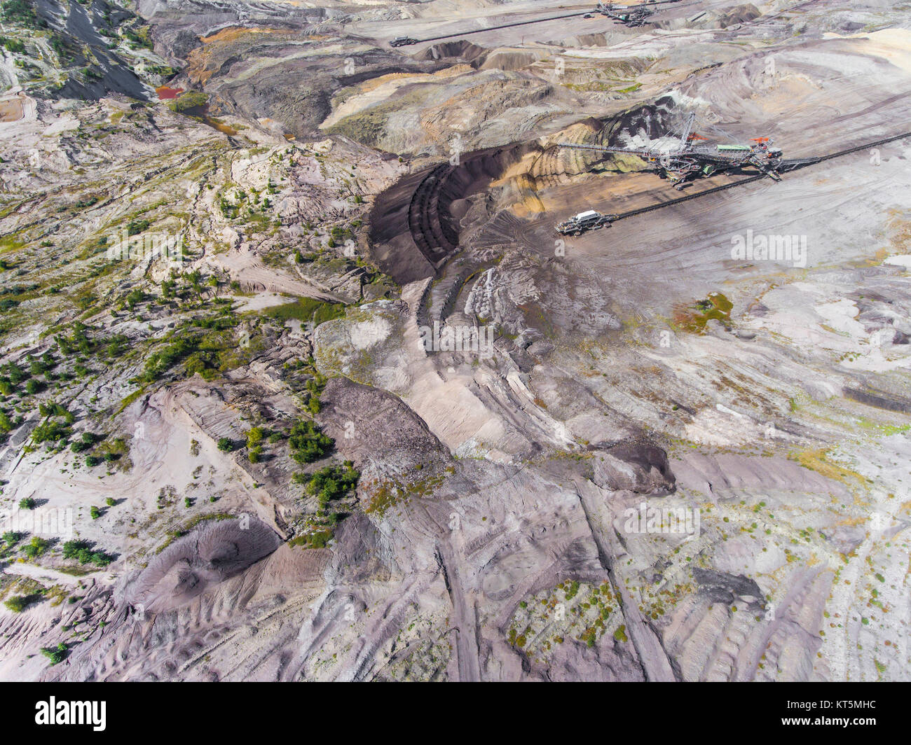 Surface coal mining in Poland. Destroyed land. View from above ...