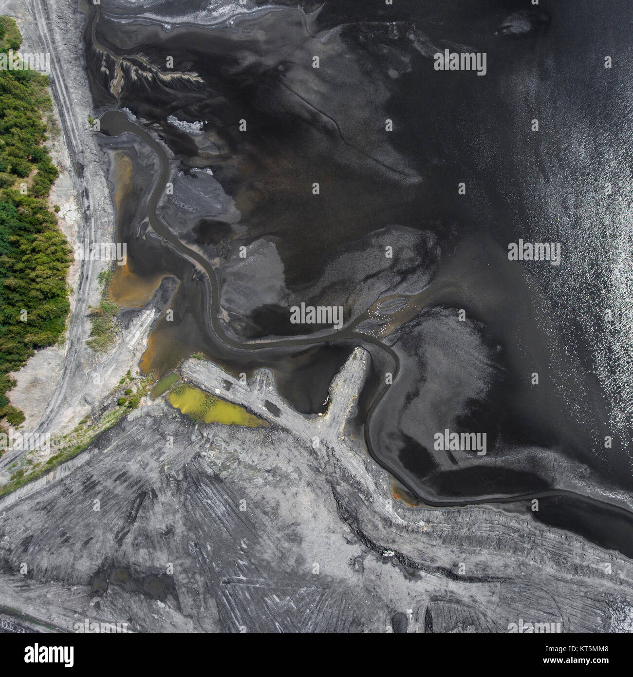 Degraded landscape in south of Poland. Destroyed land. View from above ...