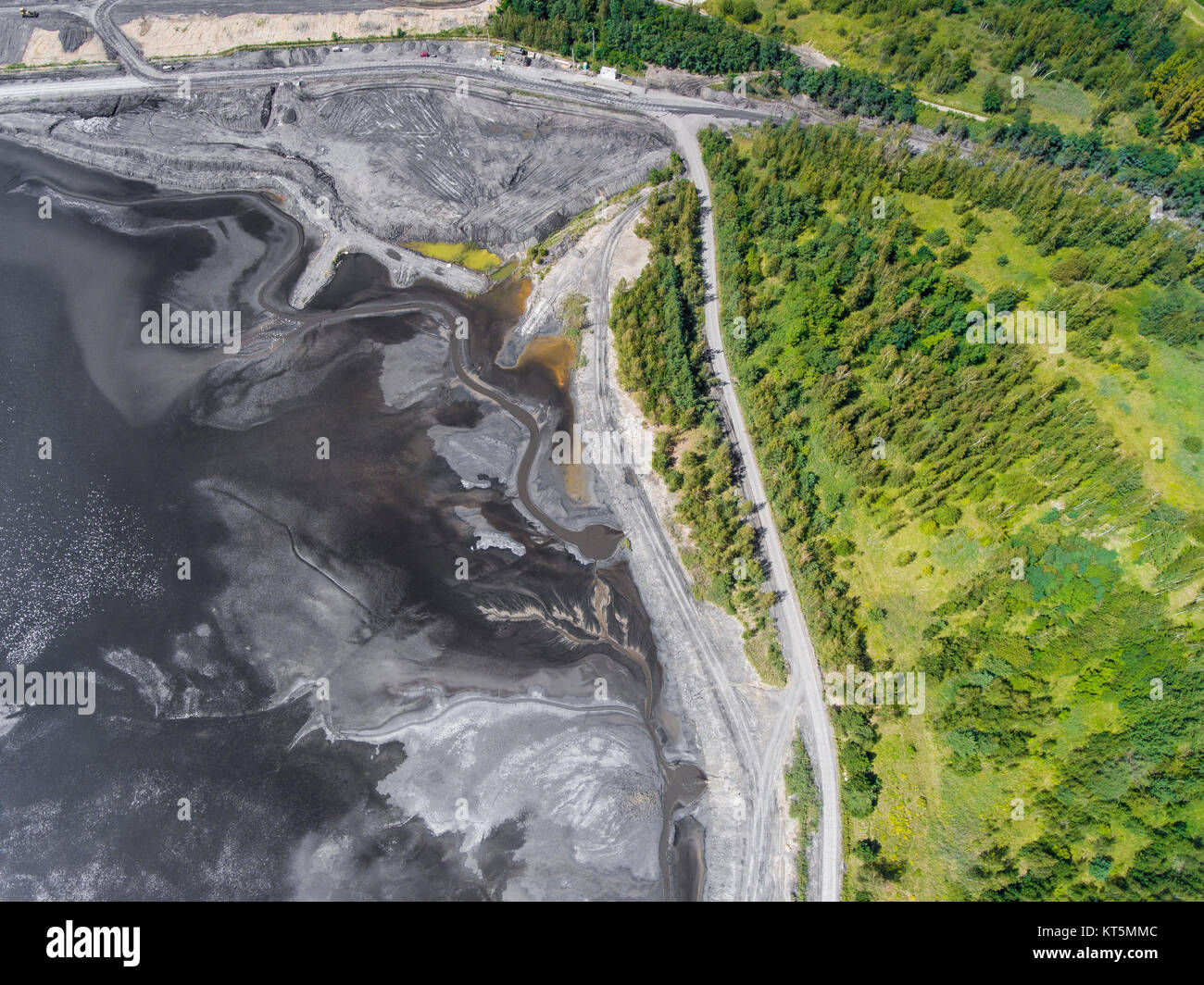 Degraded landscape in south of Poland. Destroyed land. View from above ...