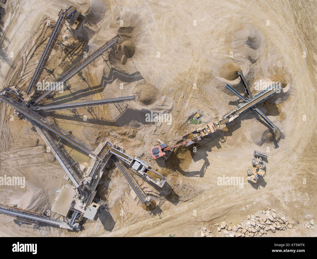 Mining quarry with special equipment, open pit excavation. Sand mine ...