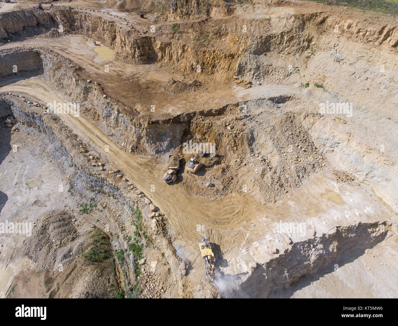 Mining quarry with special equipment, open pit excavation. Sand mine ...