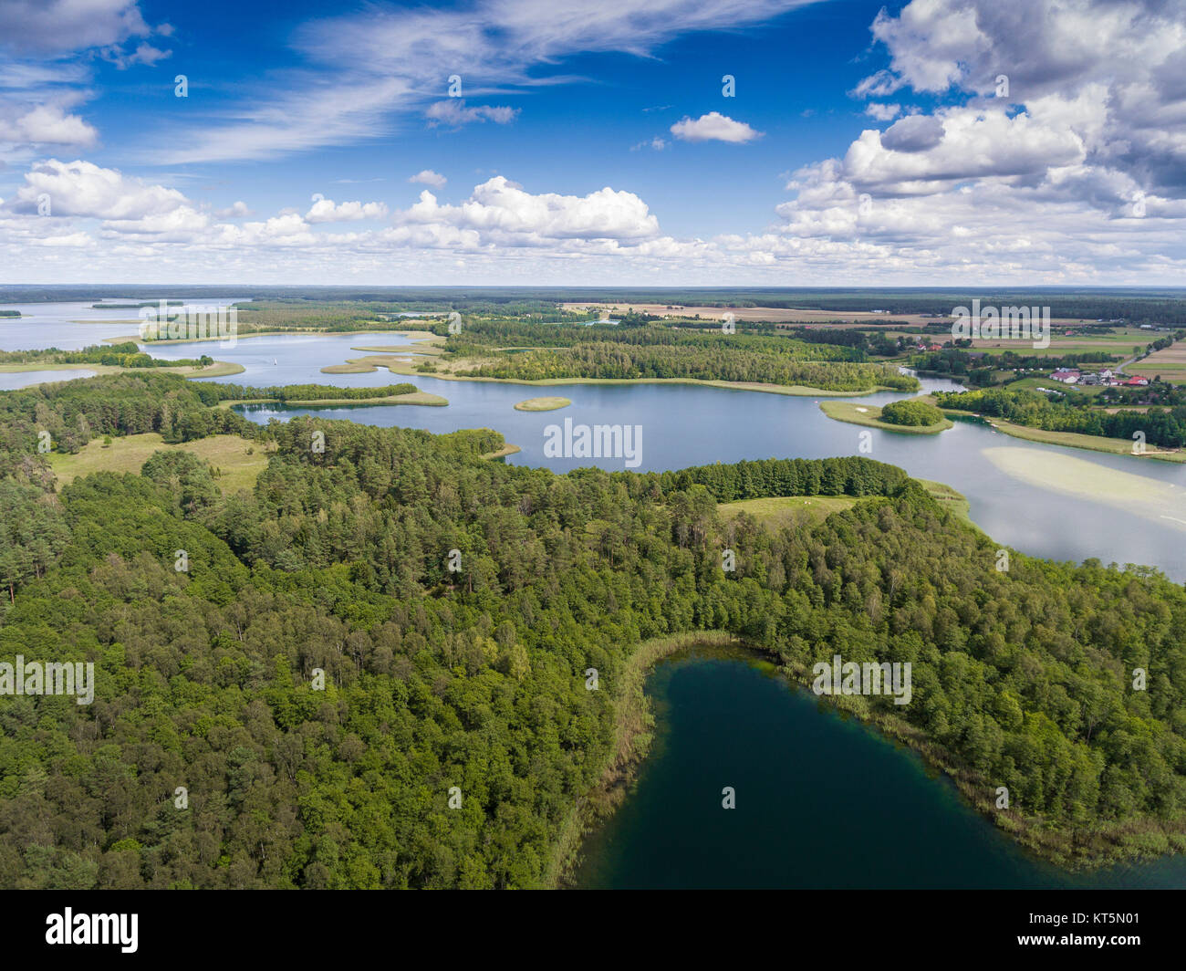 Lake Wigry National Park. Suwalszczyzna, Poland. Blue water and whites ...