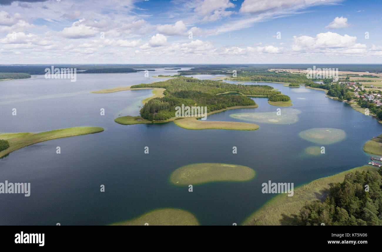 Lake Wigry National Park. Suwalszczyzna, Poland. Blue water and whites ...