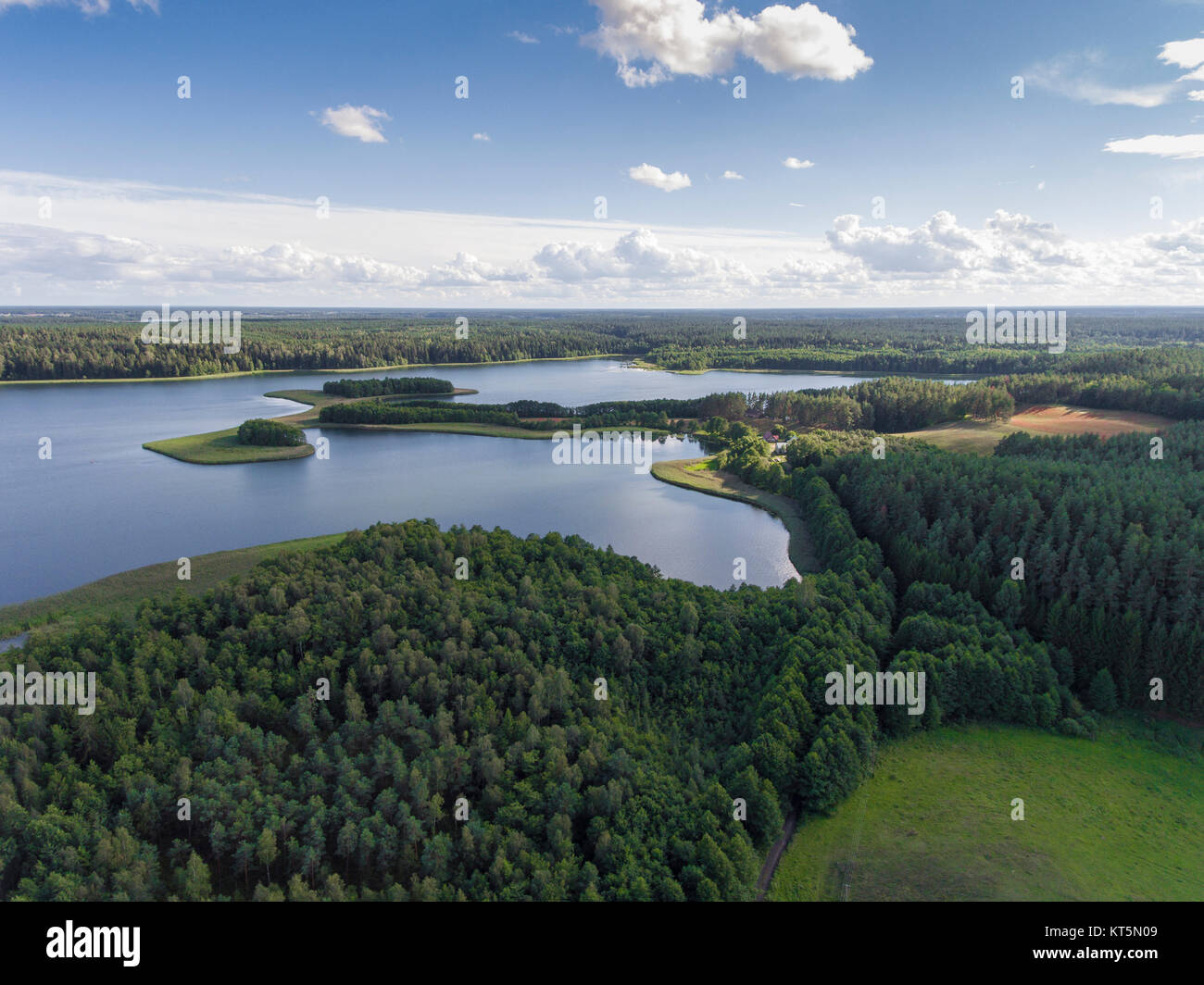 View of small islands on the lake in Masuria and Podlasie district ...