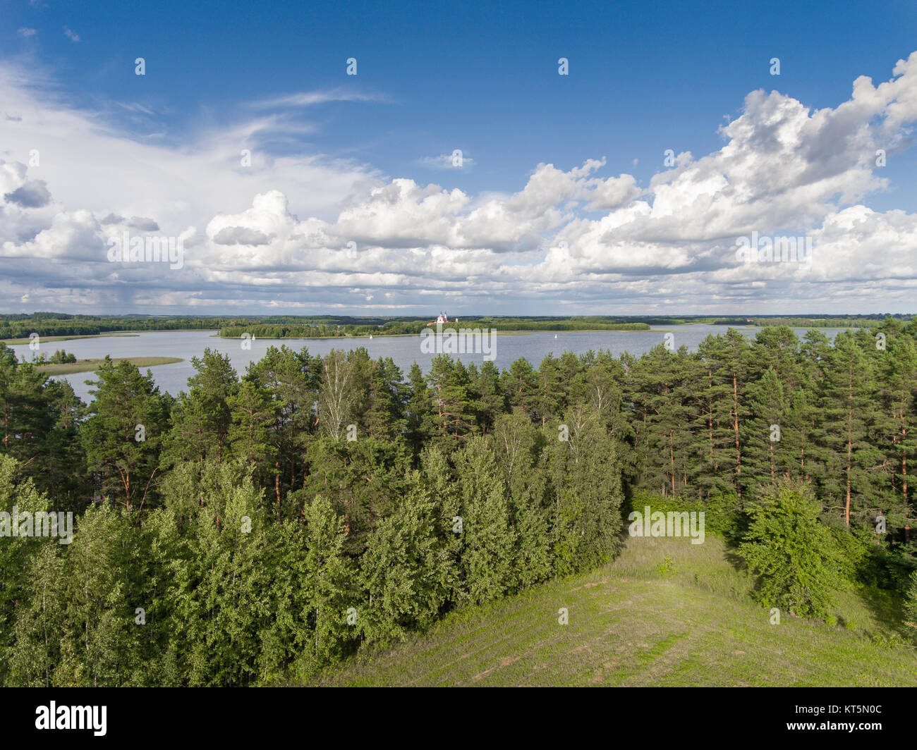 View of small islands on the lake in Masuria and Podlasie district ...