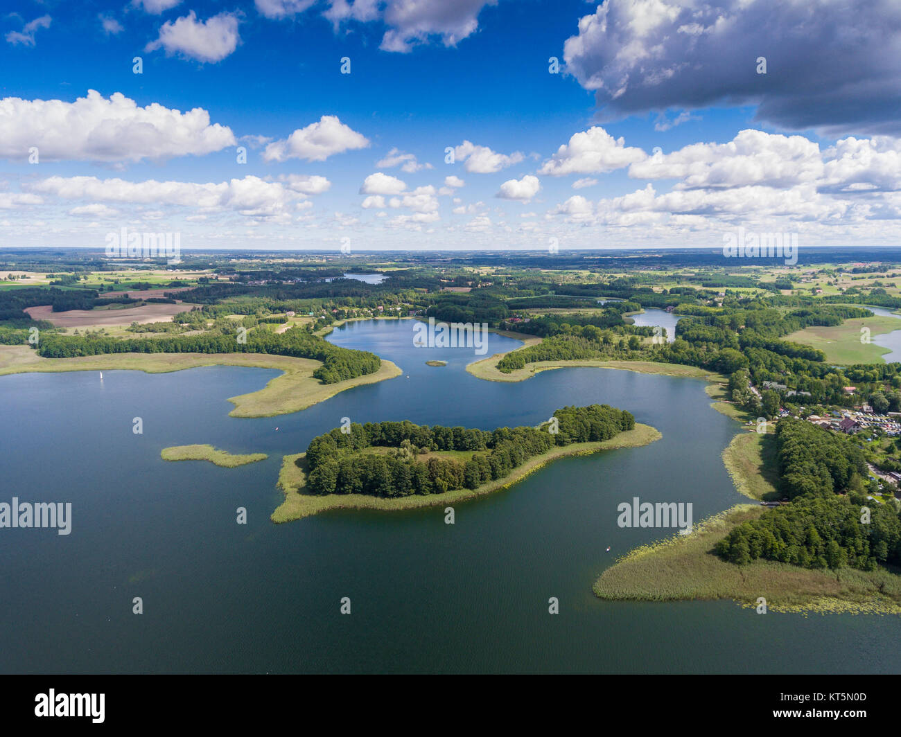 View of small islands on the lake in Masuria and Podlasie district ...