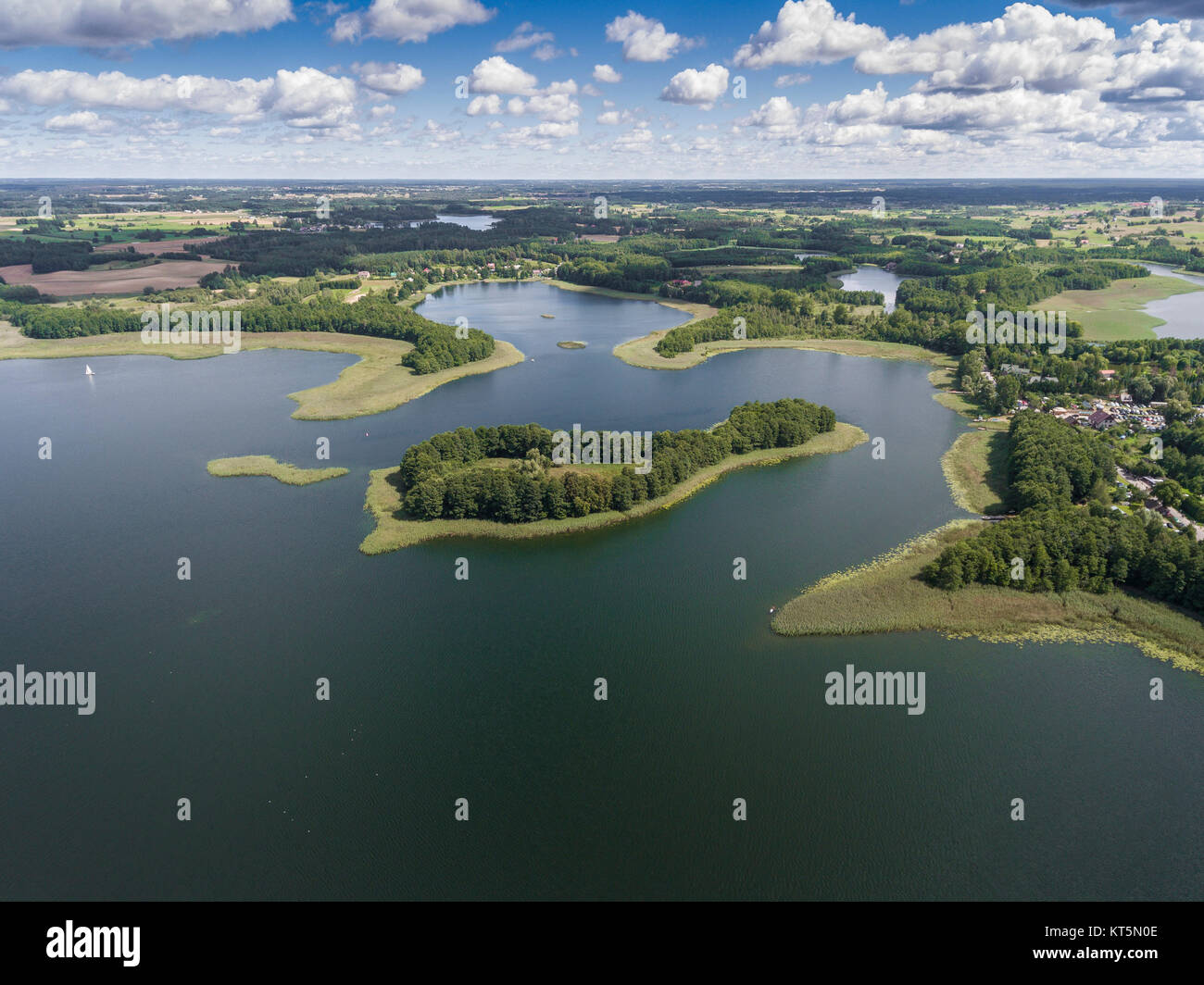 Lake Wigry National Park. Suwalszczyzna, Poland. Blue water and whites ...