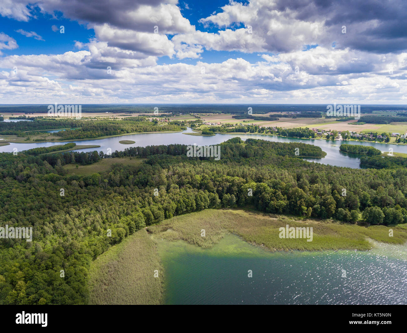View of small islands on the lake in Masuria and Podlasie district ...
