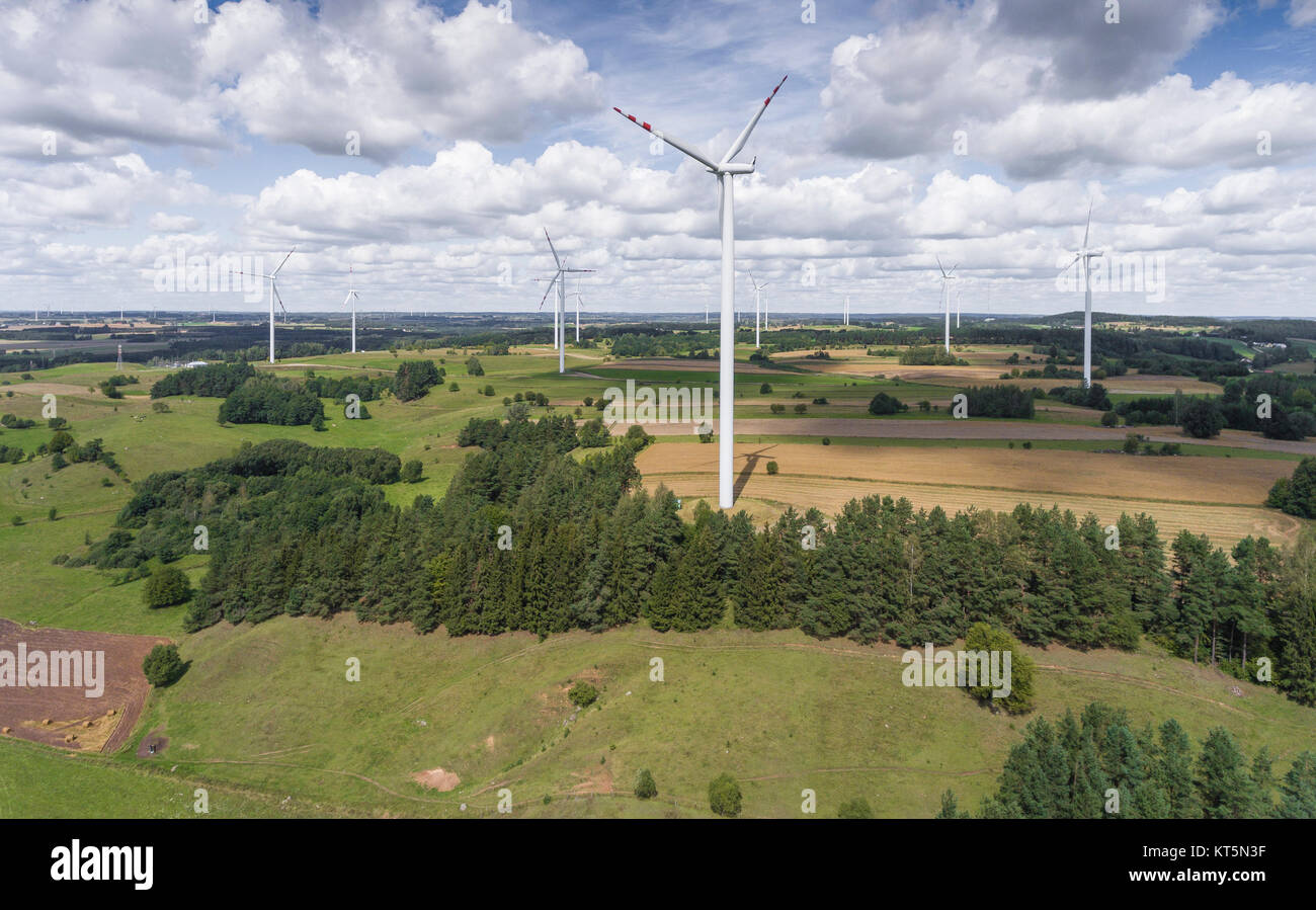 Wind turbines in Suwalki. Poland. View from above. Summer time Stock ...