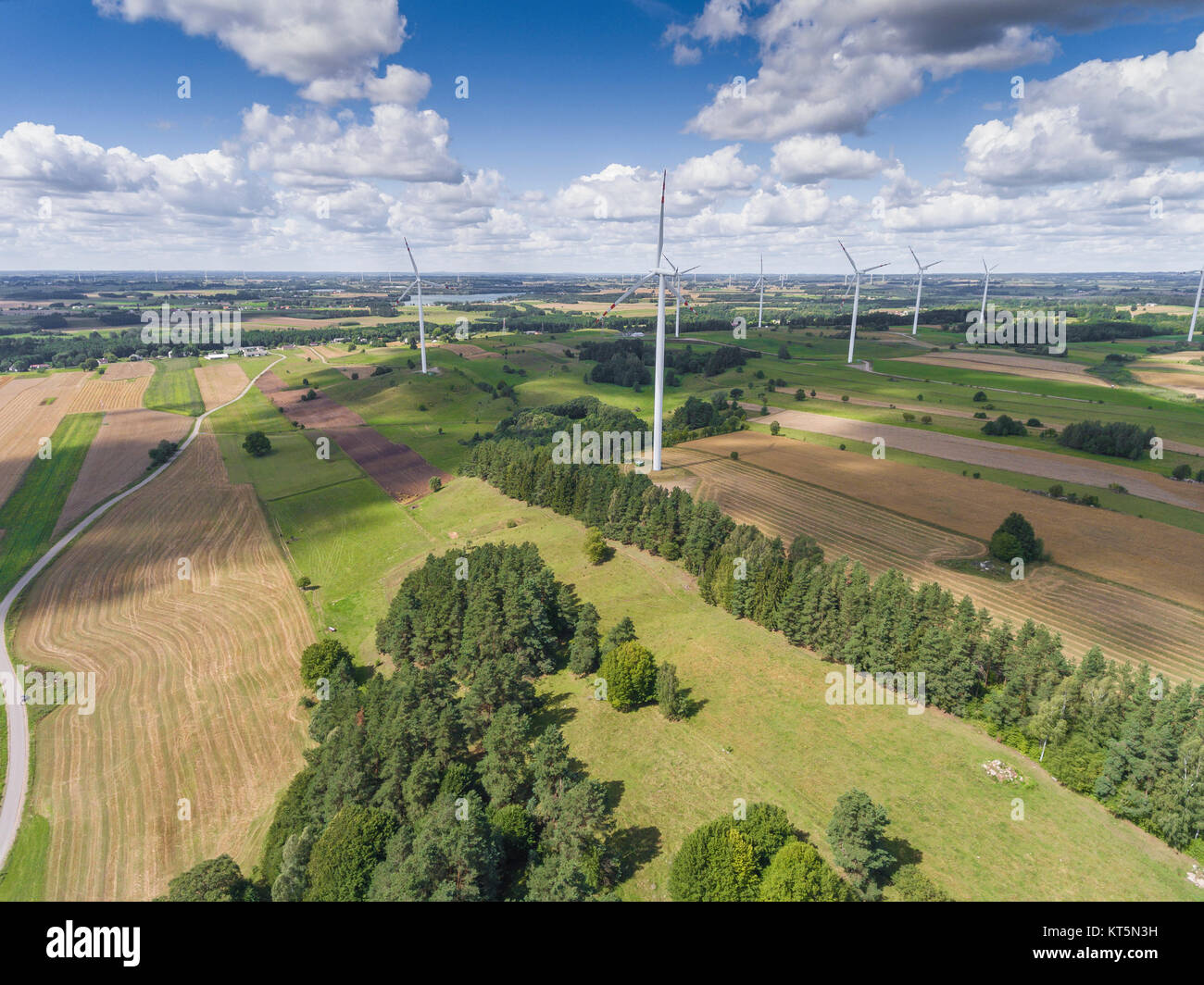 Wind turbines in Suwalki. Poland. View from above. Summer time Stock ...