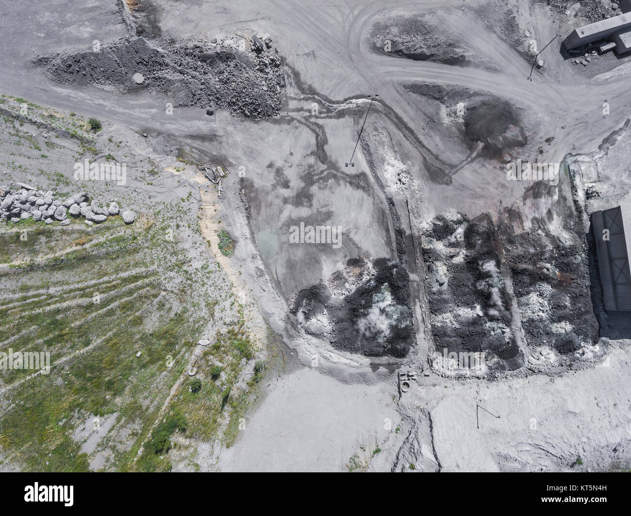 Degraded landscape in south of Poland. Destroyed land. View from above ...