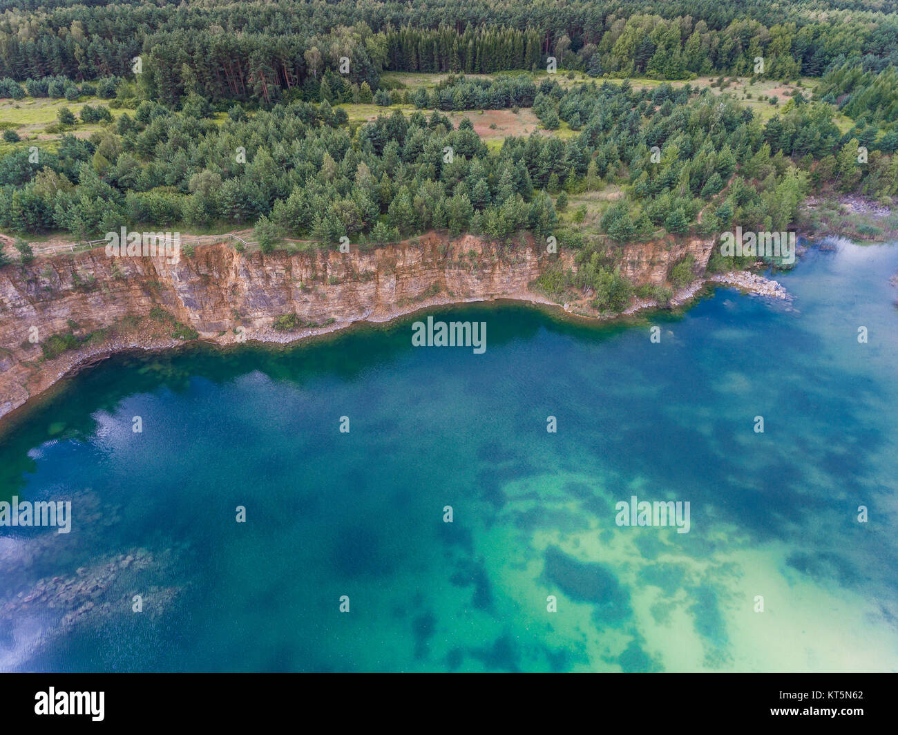 Blue laggon see from above in old sand mine in Poland Stock Photo - Alamy