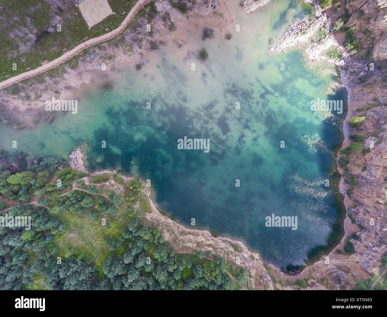 Blue laggon see from above in old sand mine in Poland Stock Photo - Alamy