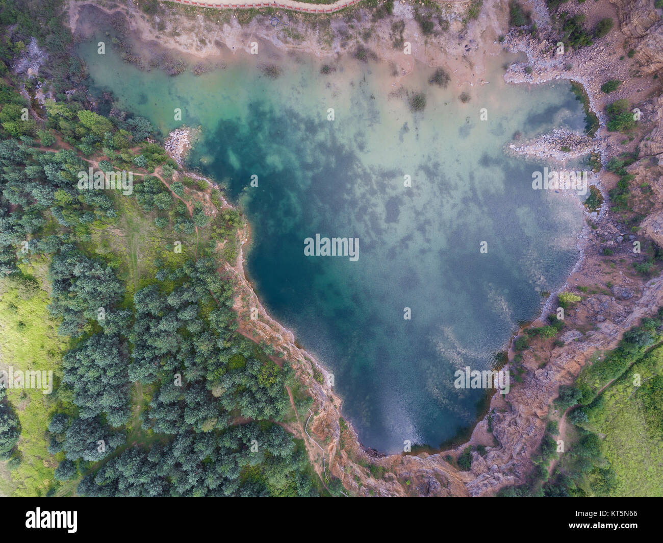 Blue laggon see from above in old sand mine in Poland Stock Photo - Alamy