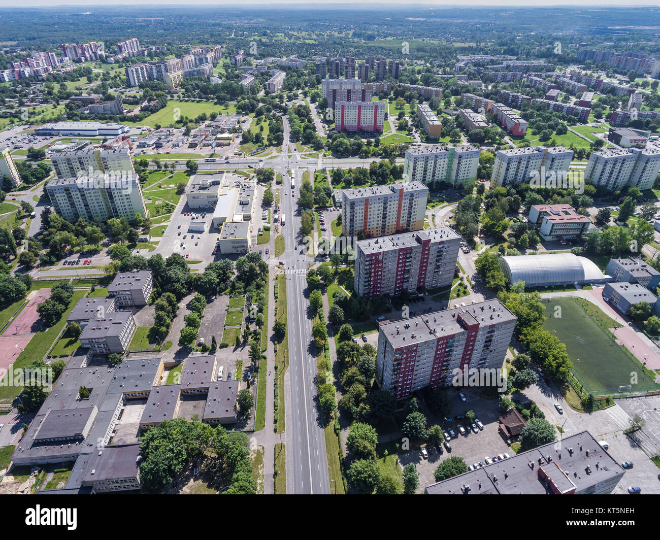 Typical socialist block of flats in Poland. East Europe. View from ...