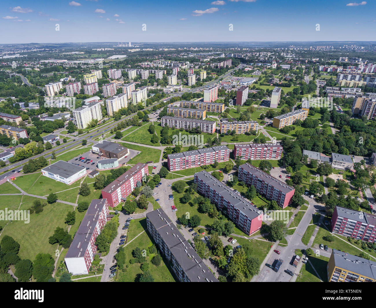 Typical socialist block of flats in Poland. East Europe. View from ...