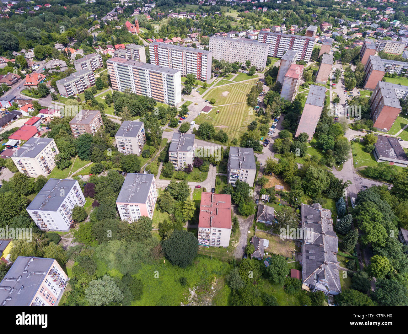 Typical socialist block of flats in Poland. East Europe. View from ...