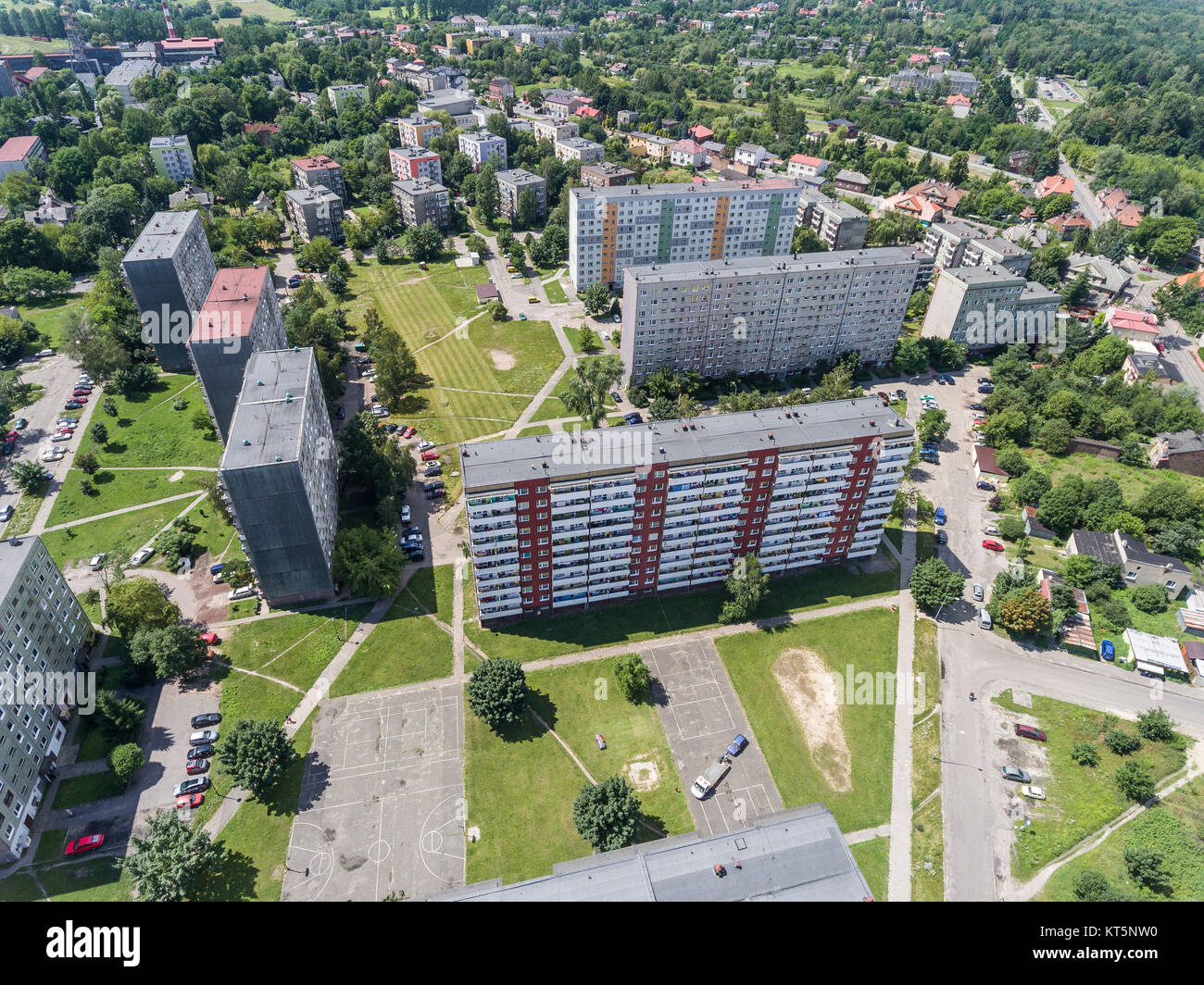 Typical socialist block of flats in Poland. East Europe. View from ...