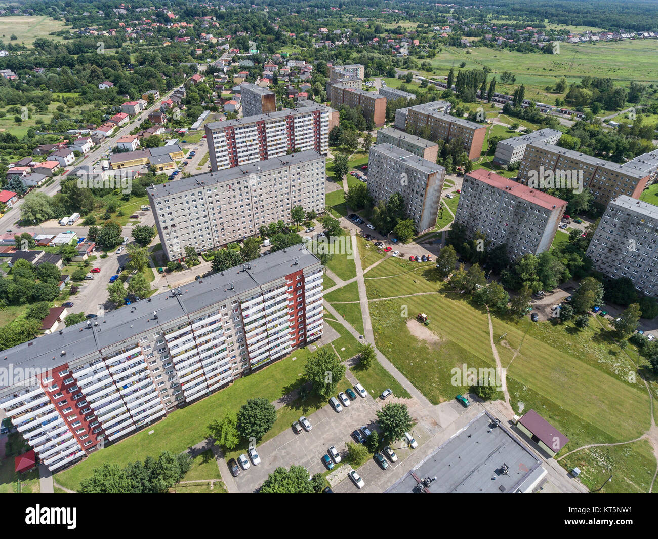 Typical socialist block of flats in Poland. East Europe. View from ...