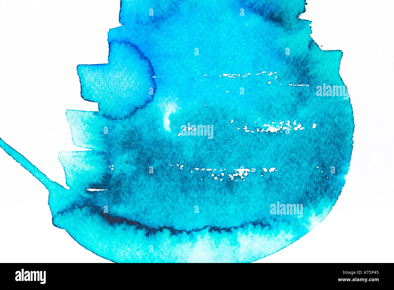 abstract painting with bright blue blot on white Stock Photo - Alamy