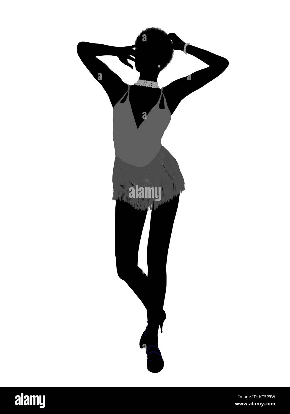 African American Showgirl Illustration Silhouette On A White Background
