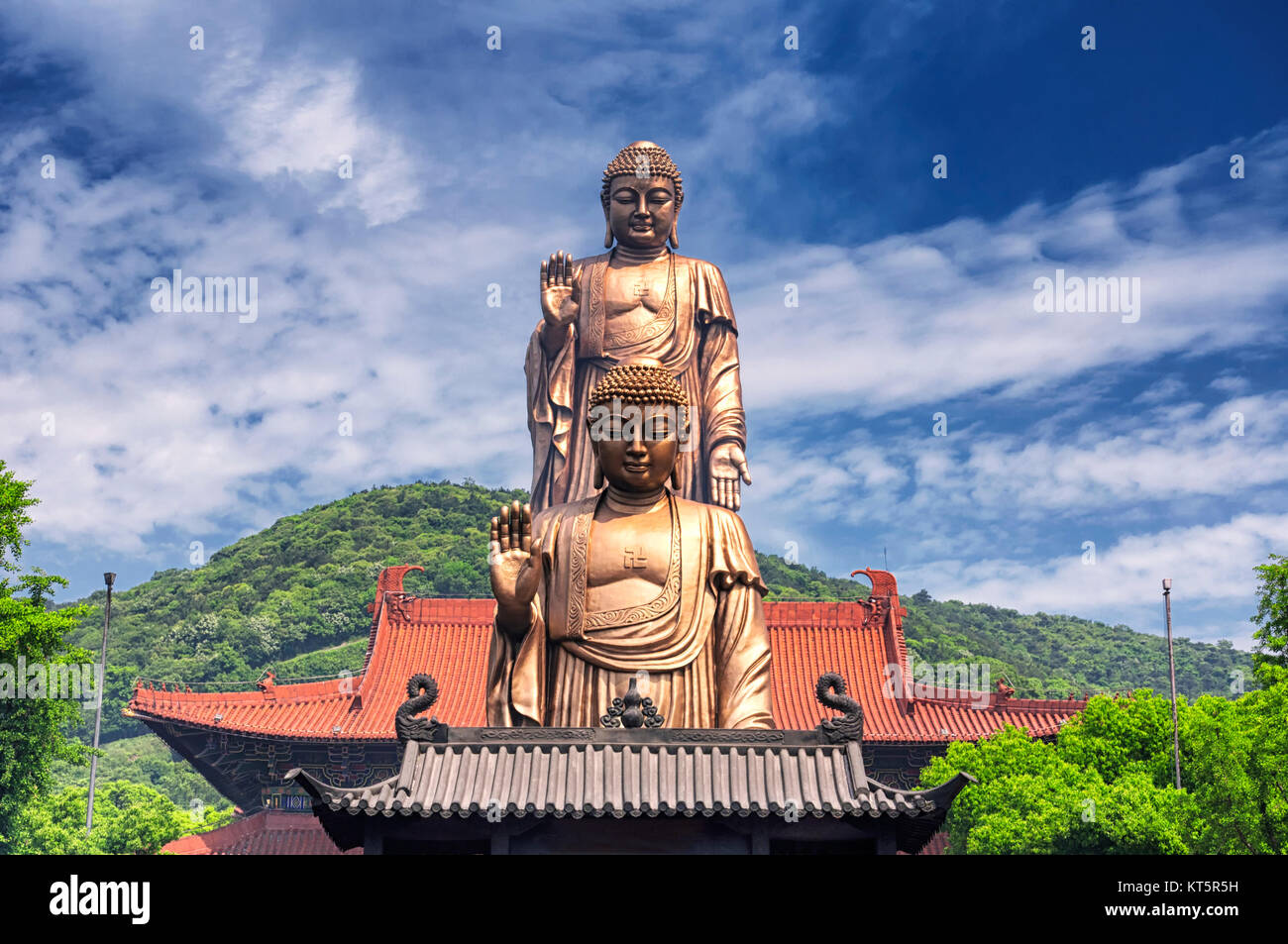 The double buddha statues of Lingshan Grand Buddha scenic area in Wuxi ...