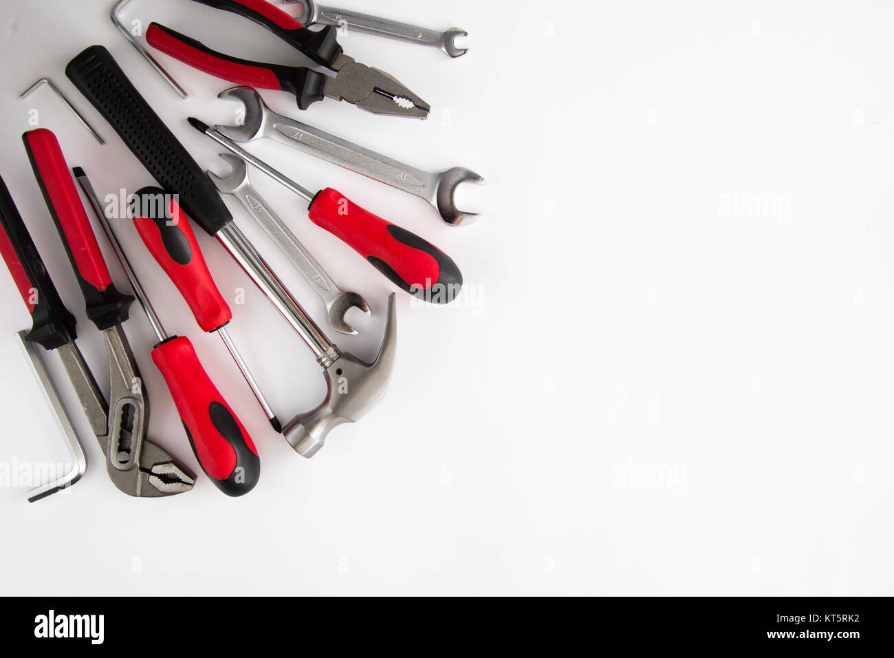 various and many tools on white background Stock Photo - Alamy