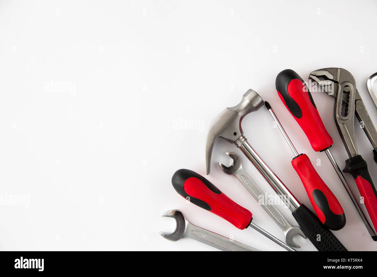 various and many tools on white background Stock Photo - Alamy