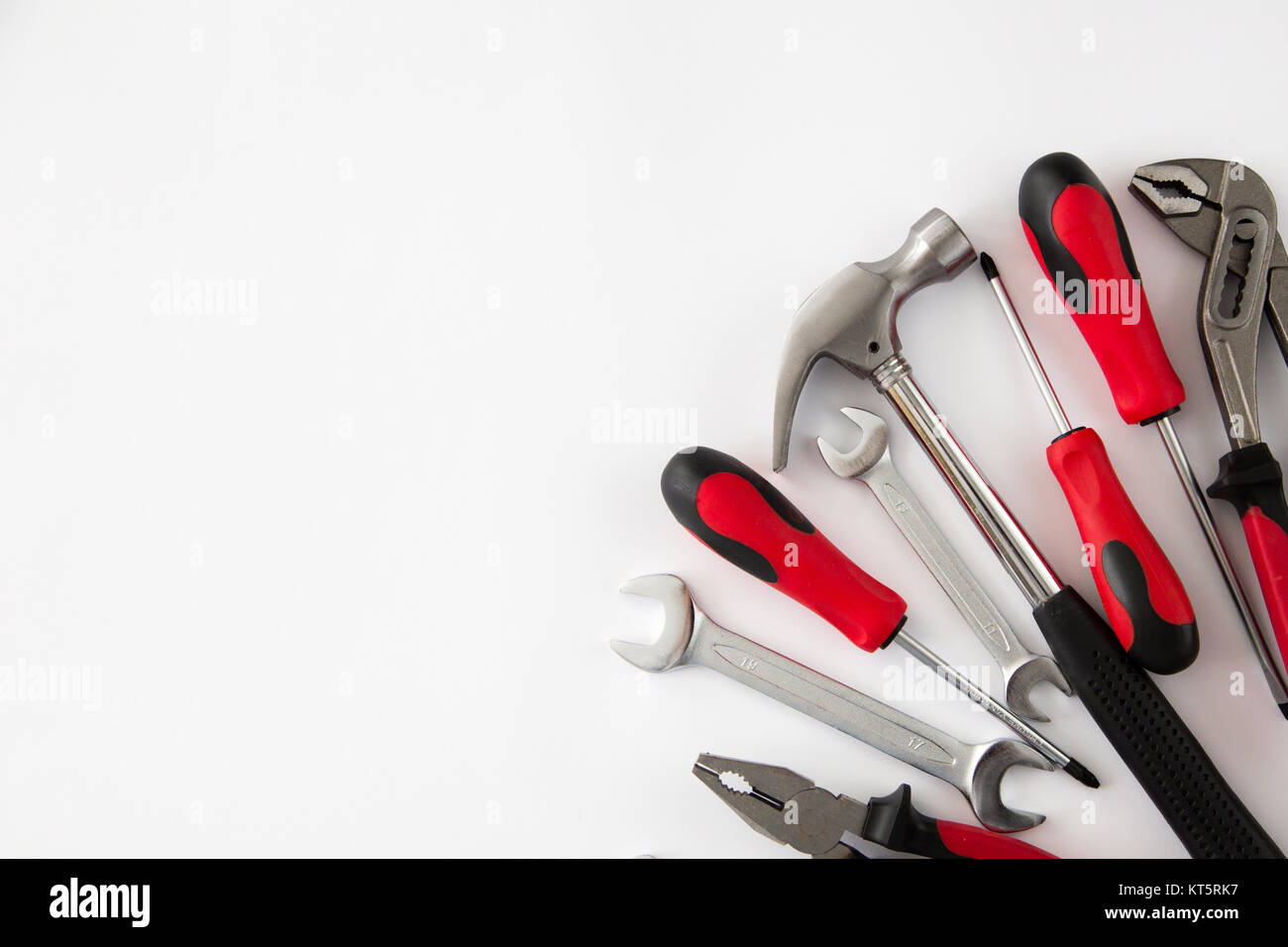 various and many tools on white background Stock Photo - Alamy