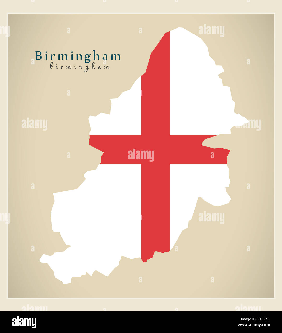 Modern City Map - Birmingham with flag of England illustration Stock ...