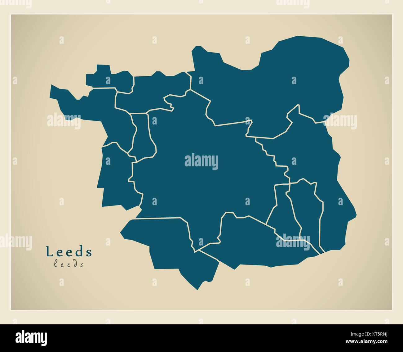 Modern City Maps - Leeds with boroughs England illustration Stock Photo ...